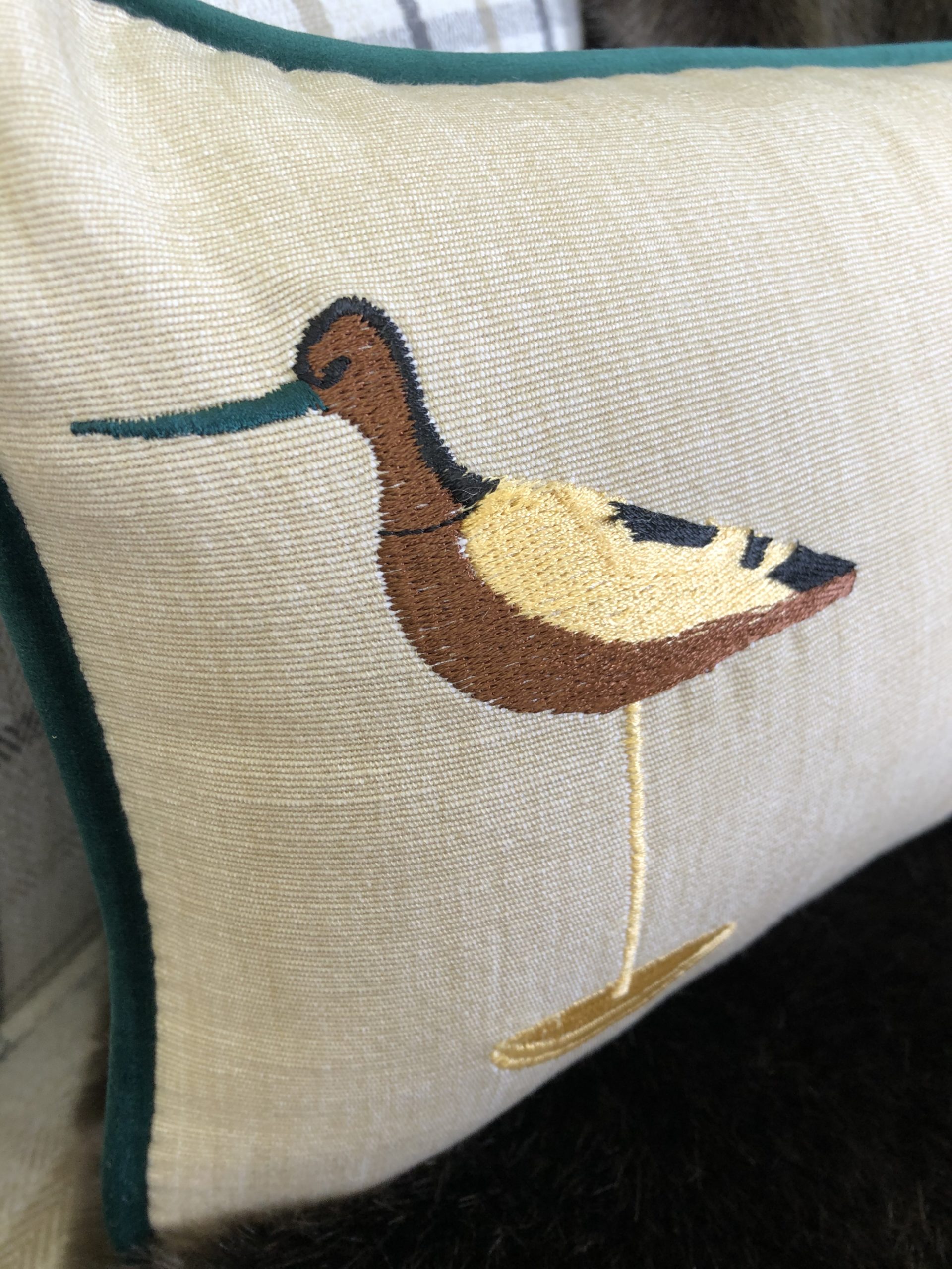 Embroidered Bird Cushion | www.mynewengland.co.uk